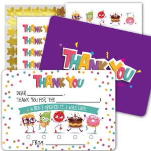 gooji party treats thank you cards – 25pcs double sided 4.25x6 unicorn thank you cards with 25 envelopes – magical cards for baby shower, birthday party and girls birthday party supplies …