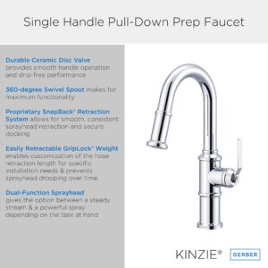 Gerber Kinzie Single Handle Pull Down Sprayer Prep Faucet in Stainless Steel, D150537SS