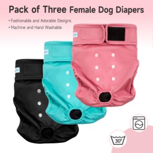 Paw Legend Washable Reusable Female Dog Period Diapers for Heat Doggie Puppy Diapers for Female Dogs (3 Pack,X-Large)