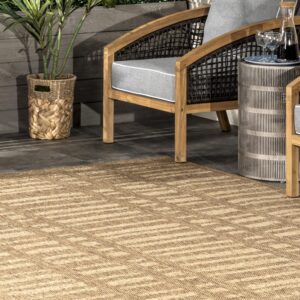 nuLOOM 5' x 8' Outdoor Performance Area Rug, Stain Resistant, Weather Resistant, High Traffic, Patio, Balcony, Outside, Marin Brown