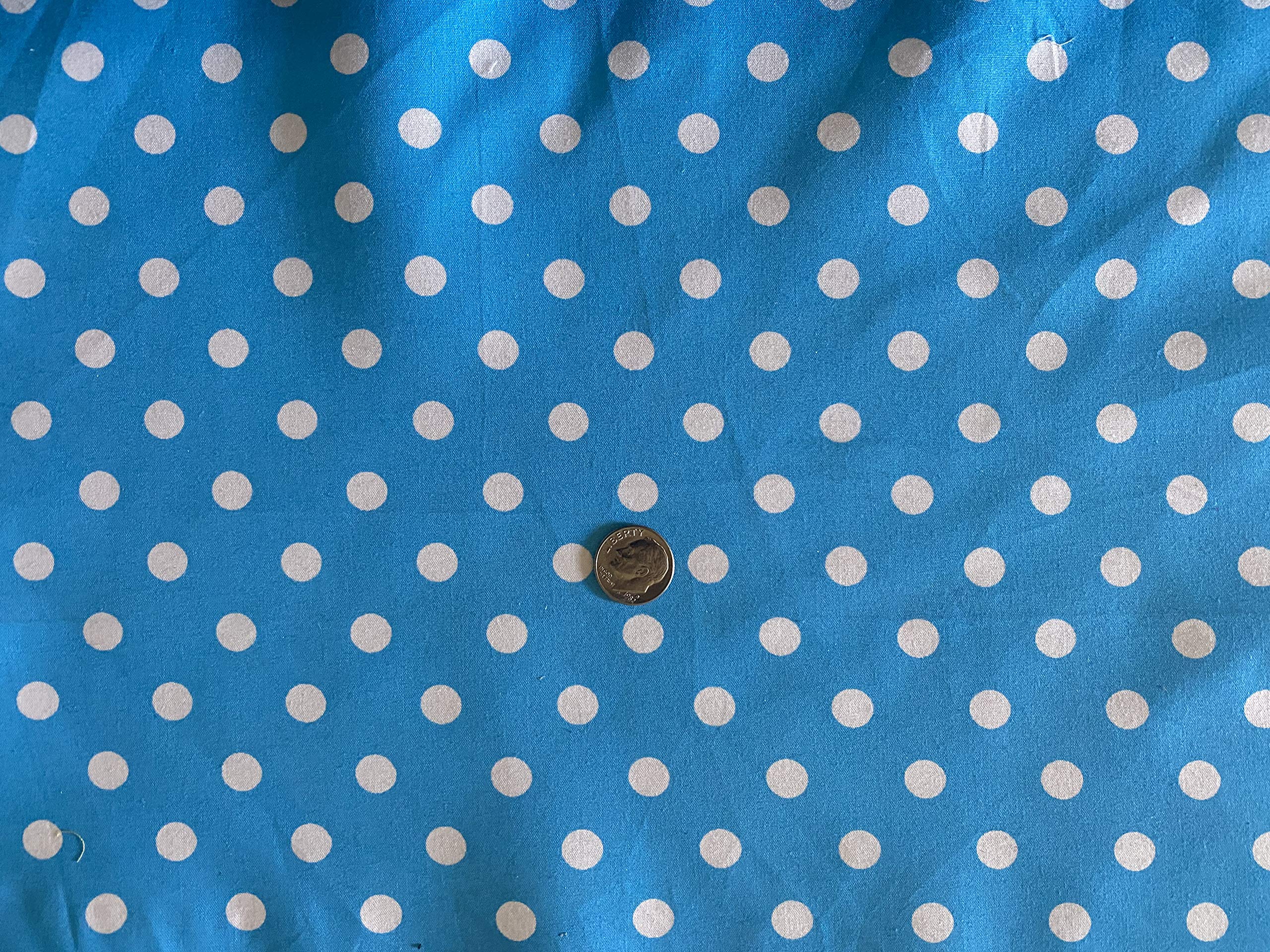 Valentina Textile inc Small Polka Dot Poly Cotton Multi-Colors 60" Wide Polyester by The Yard (1 Yard, Baby Blue White)