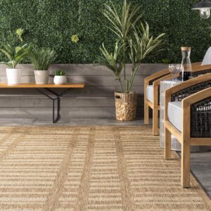 nuLOOM 5' x 8' Outdoor Performance Area Rug, Stain Resistant, Weather Resistant, High Traffic, Patio, Balcony, Outside, Marin Brown