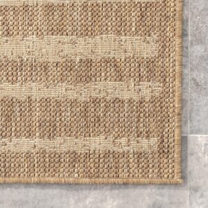 nuLOOM 5' x 8' Outdoor Performance Area Rug, Stain Resistant, Weather Resistant, High Traffic, Patio, Balcony, Outside, Marin Brown