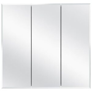 Design House 597484 Cyprus Medicine Cabinet – Durable Pre-Assembled – Bathroom Wall Cabinet with Frameless Mirrored Doors, 24.5-Inch – 4.4" X 24.5" X 25", White/Clear, 1 Count