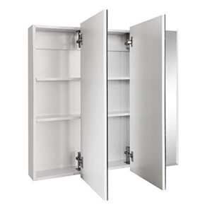 Design House 597484 Cyprus Medicine Cabinet – Durable Pre-Assembled – Bathroom Wall Cabinet with Frameless Mirrored Doors, 24.5-Inch – 4.4" X 24.5" X 25", White/Clear, 1 Count