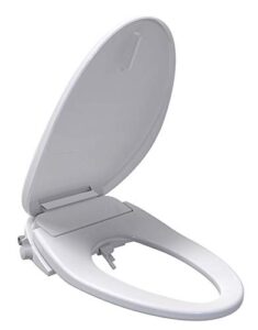 gele wb002 elongated smart toilet bidet seat, non-electric, slow close seat & lid, dual nozzle, easy installation & clean, adjustable spray pressure, fit most toilets, kohler, toto, american standard