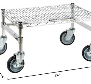 18 inch. x 24 inch. x 14 inch. Chrome Mobile Dunnage Rack Kit with Tubular Frame - 600 lb. Heavy Duty Shelving Organizer. Garage Organization Shelf Metal Adjustable Shelves Storage Rack with Wheels