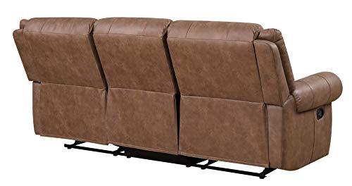 Madrona Burke Nova Brown 87" Sofa with Dual Recliners, Nailhead Trim, and Pillow Back