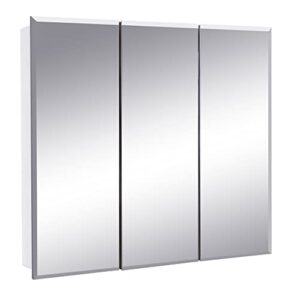 design house 597484 cyprus medicine cabinet – durable pre-assembled – bathroom wall cabinet with frameless mirrored doors, 24.5-inch – 4.4" x 24.5" x 25", white/clear, 1 count