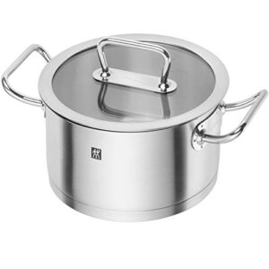 zwilling 65122-200 pro stew pot 7.9 inches (20 cm) (with glass lid), two-handed, stainless steel, 3-layer bottom structure, induction compatible, 1.2 gal (3.0 l)