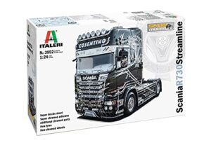 italeri 3952s - 1:24 scania r730 streamline show truck, model making, kit, stand model making, crafts, hobby, gluing, plastic kit, detailed, unisex adults, black