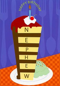 designer greetings tall slice of cake and green ice cream nephew birthday card