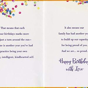 Designer Greetings People Always Say: Confetti on Orange Great-Grandson Birthday Card