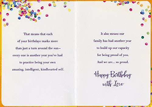 Designer Greetings People Always Say: Confetti on Orange Great-Grandson Birthday Card