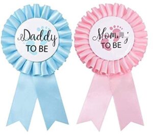 2 pieces daddy and mom to be tinplate badge pin gender reveal button pins new daddy mommy gifts for baby shower