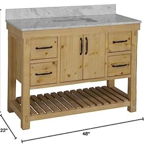 Birmingham 48-inch Bathroom Vanity (Carrara/Driftwood): Includes Driftwood Cabinet with Authentic Italian Carrara Marble Countertop and White Ceramic Sink