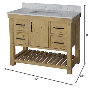 Birmingham 42-inch Bathroom Vanity (Carrara/Driftwood): Includes Driftwood Cabinet with Authentic Italian Carrara Marble Countertop and White Ceramic Sink