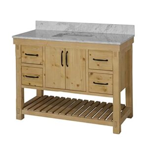 Birmingham 48-inch Bathroom Vanity (Carrara/Driftwood): Includes Driftwood Cabinet with Authentic Italian Carrara Marble Countertop and White Ceramic Sink