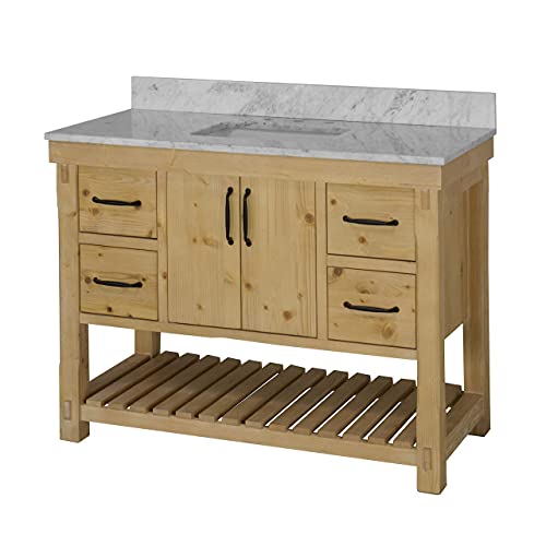 Birmingham 48-inch Bathroom Vanity (Carrara/Driftwood): Includes Driftwood Cabinet with Authentic Italian Carrara Marble Countertop and White Ceramic Sink