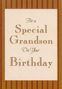 designer greetings for a special grandson: light brown panels birthday card