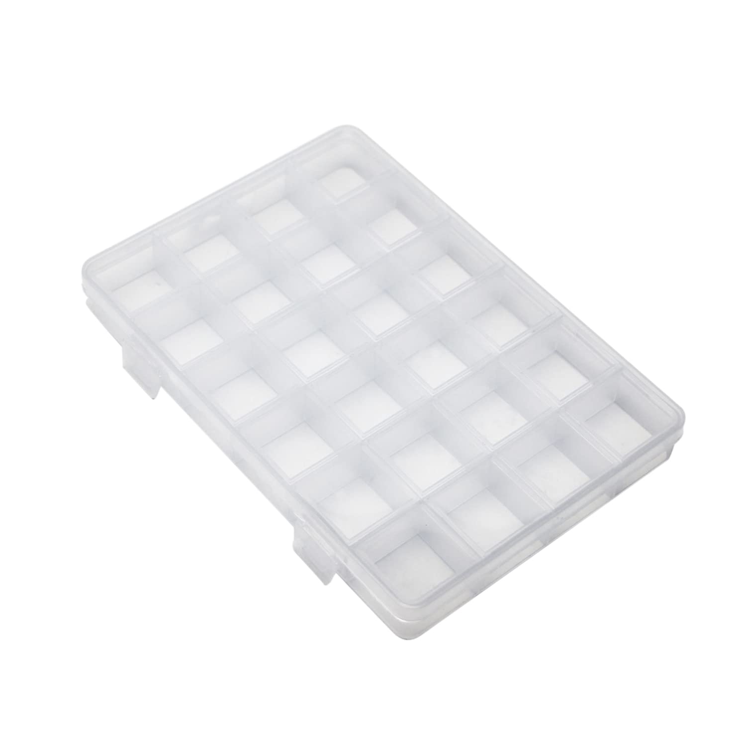 Yinpecly Component Storage Box 24 Grids Double Buckles Clear Organizer PS Fixed Dividers Electronic Component Containers Tool Boxes for Jewelry Beads Earring Tool Fishing Hook Small Accessories 1Pcs