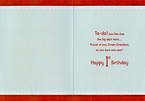 Designer Greetings Lion on Circus Stand Juvenile 1st : First Great-Grandson Birthday Card