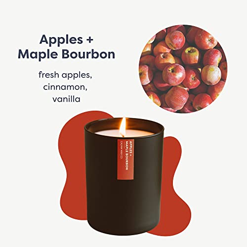 Calyan Wax Soy Wax Candle, Apples & Maple Bourbon Scented Candle for The Home | Premium Candle with Essential Oils | 10.2 oz 50 Hour Burn Time | Soy Candle in Black Jar, Gift for Men