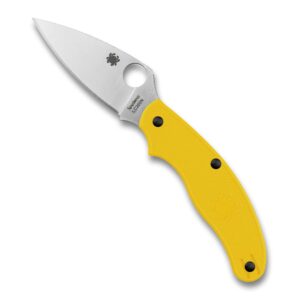 spyderco salt uk penknife with 2.93" lc200n steel blade and lightweight frn yellow handle - plainedge - c94pyl