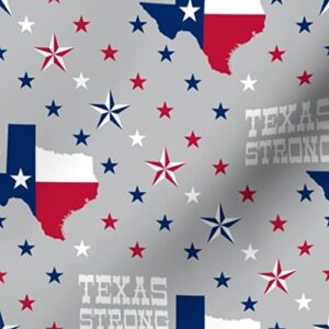 Spoonflower Fabric - Texas Strong White Blue Star Red Cowboy Patriotic Gray State Pride Printed on Petal Signature Cotton Fabric Fat Quarter - Sewing Quilting Apparel Crafts Decor