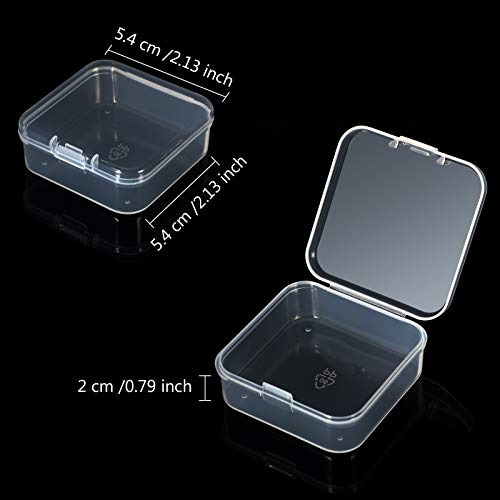 6 Pieces Mini Plastic Clear Beads Storage Containers Box for Collecting Small Items, Beads, Jewelry, Business Cards, Game Pieces, Crafts (2.13 x 2.13 x 0.79 Inch)