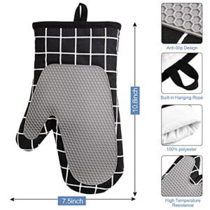 Micacorn Oven Gloves Heat Resistant, Silicone with Cotton Double Oven Mitts with Cotton Lining and Non-Slip Surface for Cooking Baking Grilling Barbecue Microwave Gauntlet