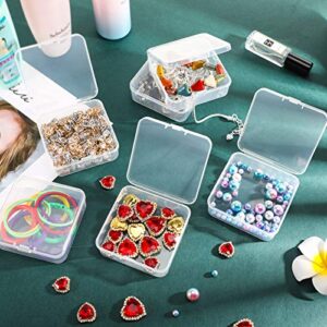 6 Pieces Mini Plastic Clear Beads Storage Containers Box for Collecting Small Items, Beads, Jewelry, Business Cards, Game Pieces, Crafts (2.13 x 2.13 x 0.79 Inch)