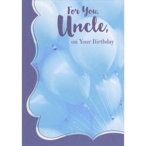 designer greetings light blue helium balloons and strings uncle birthday card