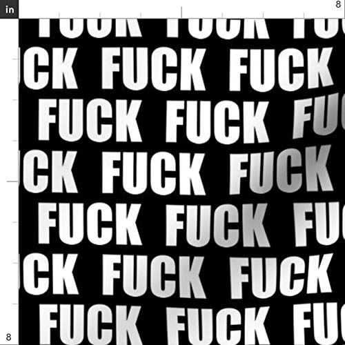 Spoonflower Fabric - F Word Curse Words Swear Profanity Adult Mature Block Text Black and Printed on Petal Signature Cotton Fabric Fat Quarter - Sewing Quilting Apparel Crafts Decor