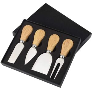 ltwqling 4 pieces cheese knives set, cheese cutlery, steel stainless cheese slicer cheese cutter with wood handle for party trays and dinner table