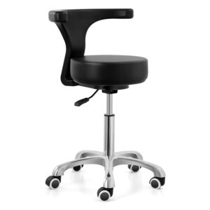 jmu dental assistant chair, rolling stool with wheels and backrest, heavy duty stool height adjustable for dental lab salon home, black