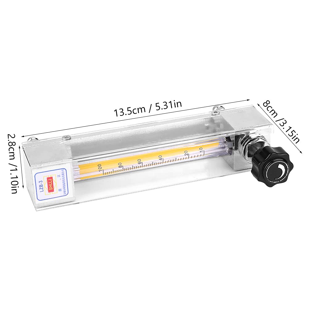 Garosa Liquid Flowmeter LZB-3 Glass Tube Flow Meter Water Flow Meter for Acid Alkaline Liquid Metal Barbed Connector Tool Flowmeter Instrument (10-100mL/min)