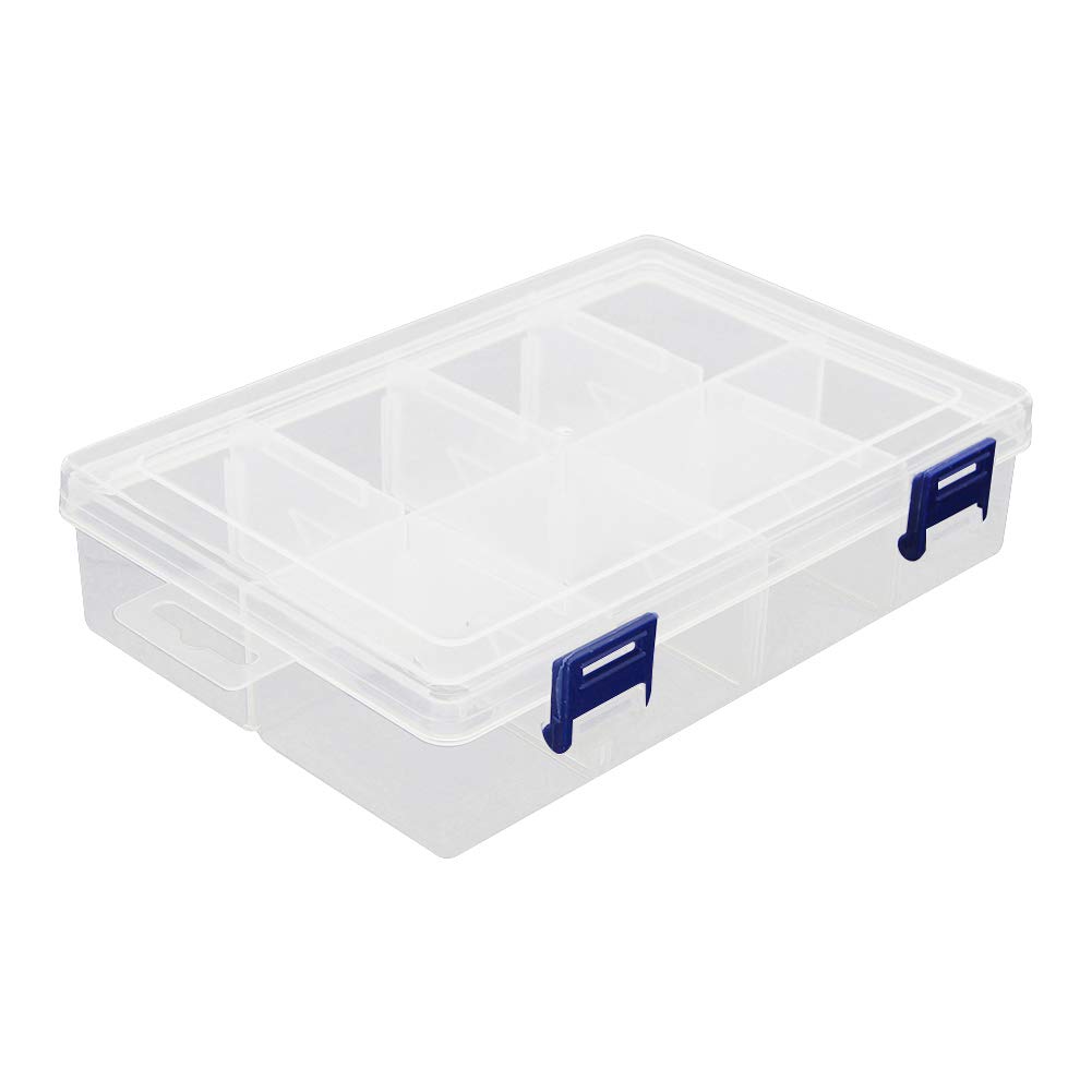 Yinpecly Component Storage Box 200x130x45mm Adjustable Divider 8 Grids Removable Compartment PP Organizer for Jewelry Beads Earring Container Tool Fishing Hook Small Accessories 1Pcs