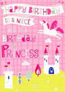 designer greetings birthday princess unicorn and castle juvenile birthday card for young niece