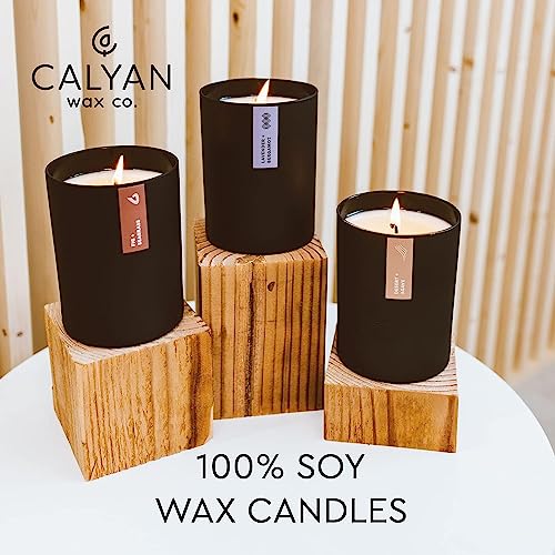 Calyan Wax Soy Wax Candle, Apples & Maple Bourbon Scented Candle for The Home | Premium Candle with Essential Oils | 10.2 oz 50 Hour Burn Time | Soy Candle in Black Jar, Gift for Men