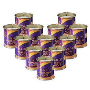 tribello 1 day yahrzeit memorial candles - 6 pack - yahrzeit candle for ner neshama, yom kippur candles, yizkor candles - unscented paraffin wax 24 hour yahrzeit candles in tin cup holder