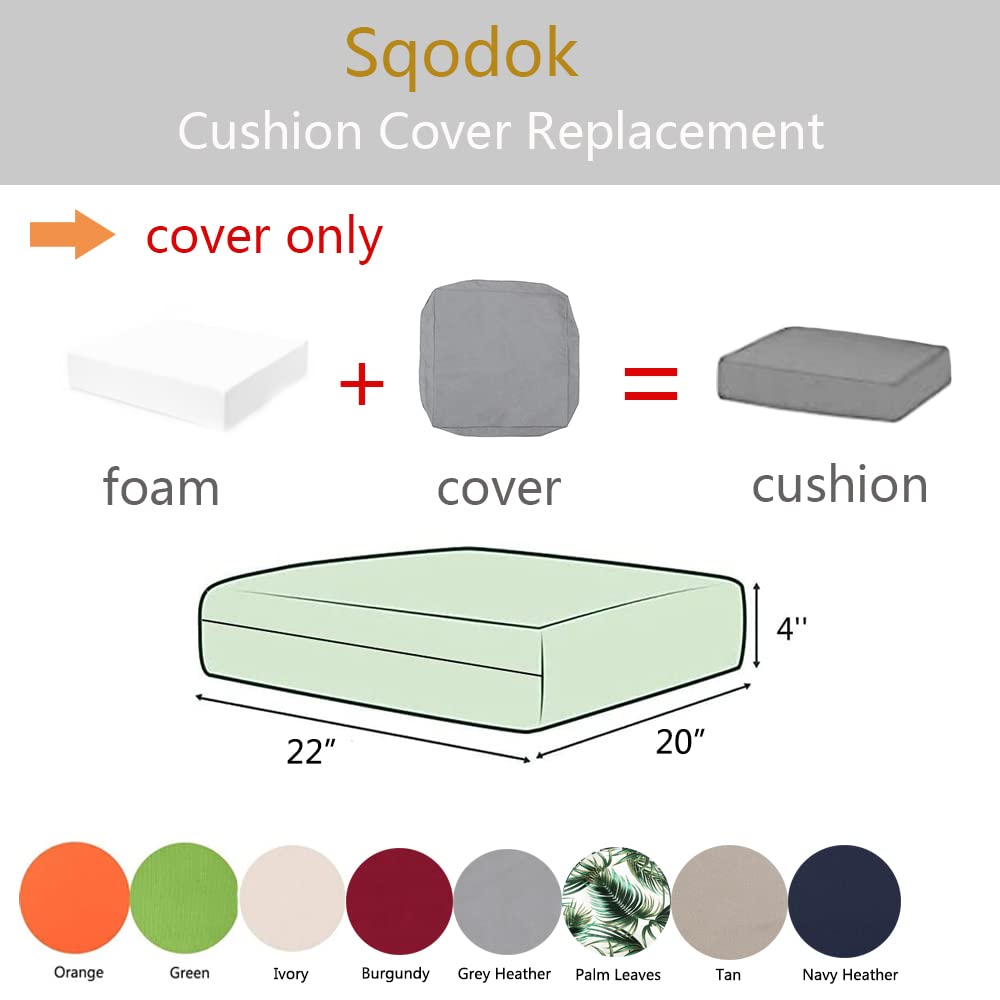 Sqodok Patio Cushion Covers, 2Pack Outdoor Cushion Covers for Patio Furniture, Waterproof Patio Cushion Slicovers Replacement