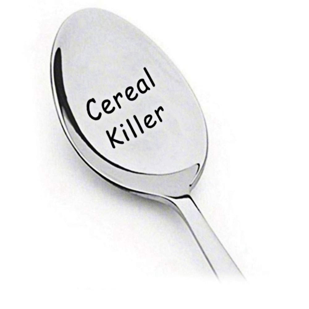 Cereal Killer - Dad Gifts for Men - Funny Fathers Day Dad Gifts from Daughter Son - Laser Engraved Cereal Killer Spoon - Stainless Steel Spoons - Cute Cereal Lovers Gifts for Dad Who Wants Nothing