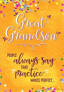 designer greetings people always say: confetti on orange great-grandson birthday card