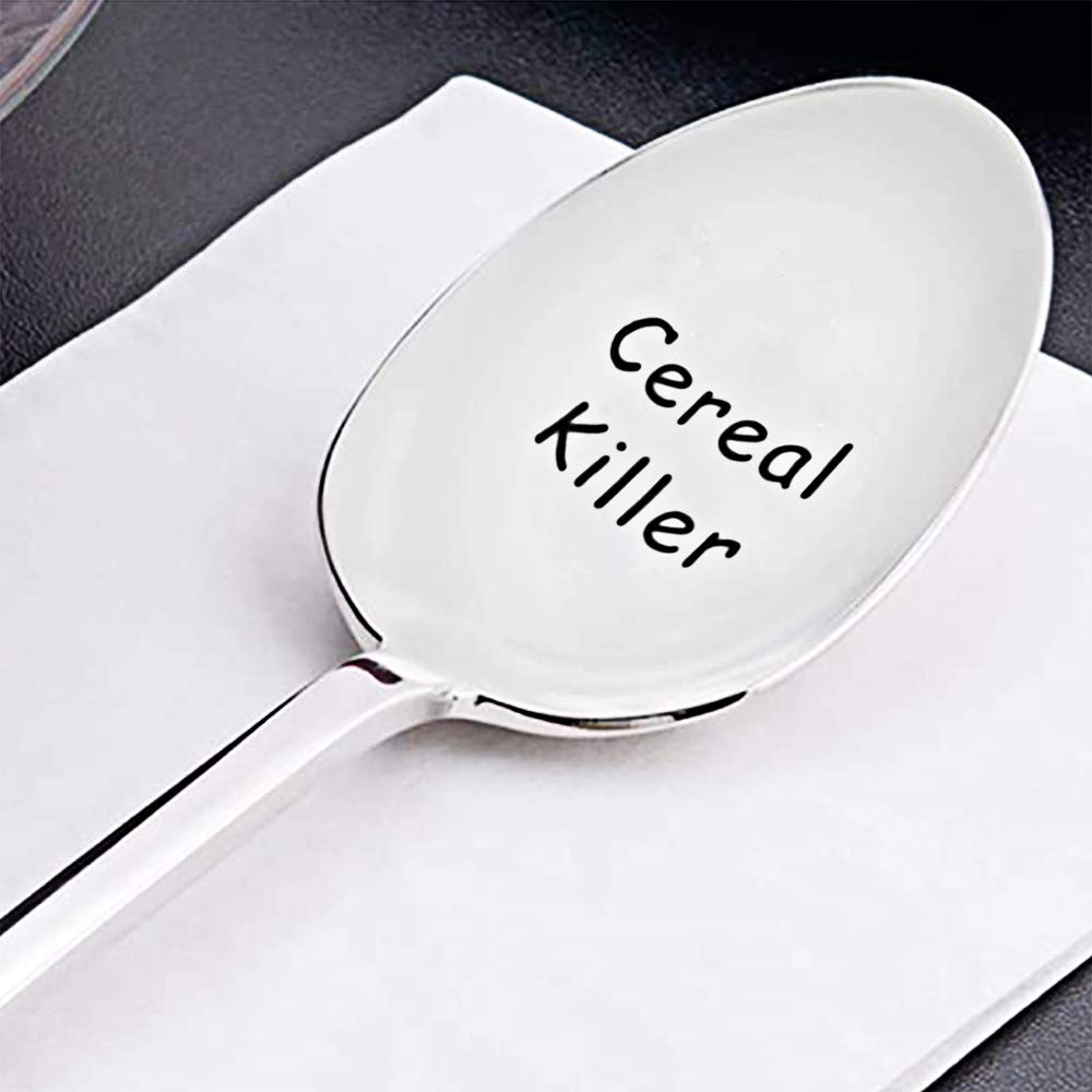 Cereal Killer - Dad Gifts for Men - Funny Fathers Day Dad Gifts from Daughter Son - Laser Engraved Cereal Killer Spoon - Stainless Steel Spoons - Cute Cereal Lovers Gifts for Dad Who Wants Nothing