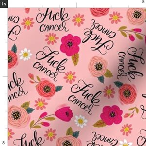 Spoonflower Fabric - Small Cancer Pink Flowers Floral Content Printed on Petal Signature Cotton Fabric by The Yard - Sewing Quilting Apparel Crafts Decor