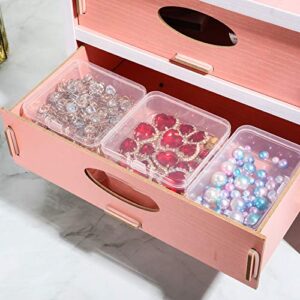 6 Pieces Mini Plastic Clear Beads Storage Containers Box for Collecting Small Items, Beads, Jewelry, Business Cards, Game Pieces, Crafts (2.13 x 2.13 x 0.79 Inch)