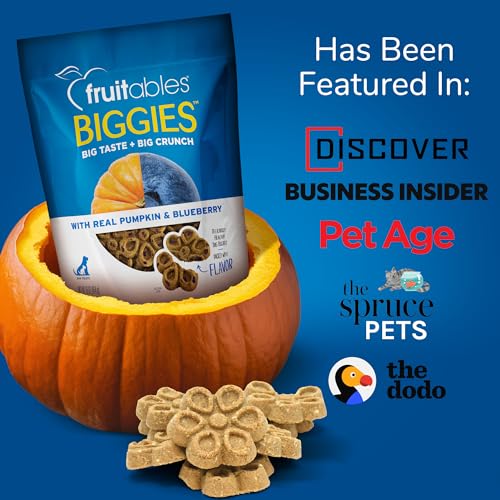 Fruitables Biggies Dog Biscuits – Crunchy Dog Biscuits Made with Pumpkin – Healthy Dog Treats Packed with Real Fruit Flavor – Free of Wheat, Corn and Soy – Almond Butter & Coconut – 16 oz