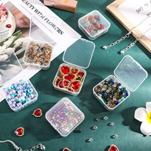 6 Pieces Mini Plastic Clear Beads Storage Containers Box for Collecting Small Items, Beads, Jewelry, Business Cards, Game Pieces, Crafts (2.13 x 2.13 x 0.79 Inch)