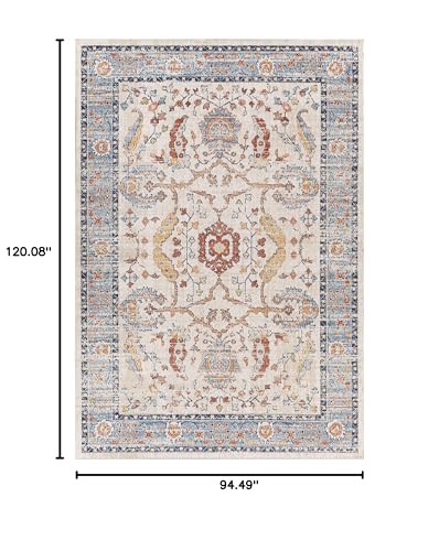 Hauteloom Shafter Living Room, Bedroom Patio Outdoor Area Rug - Beige, Blue, Red - 7'10" x 10'